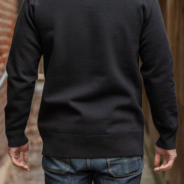 Iron Heart IHSW-69L-BLK 14oz Ultra Heavyweight Loopwheel Cotton Crew N ...